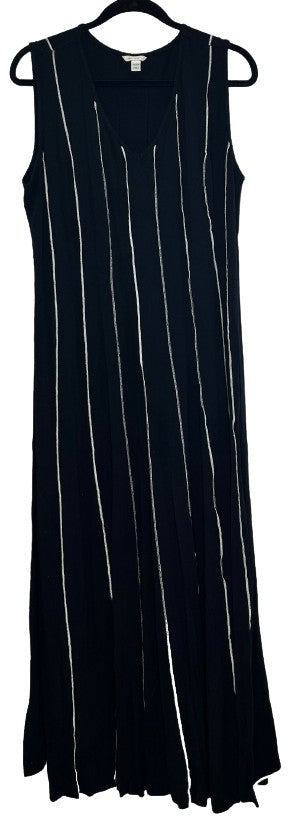 Est. 1964 Sleeveless Maxi Dress w White Vertical Stripe-Ribbing Black ...
